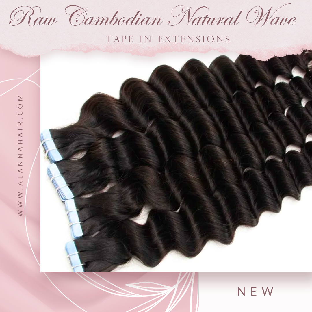 Raw Cambodian Natural Wave Tape In Extensions – Alanna Luxury Hair ...